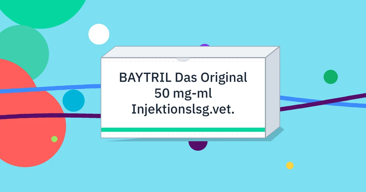 Symbolbild: Packung mit der Aufschrift BAYTRIL Das Original 50 mg-ml Injektionslsg.vet. (PZN 11004260) – Verfügbarkeit und Bezug in Apotheken in Frankfurt am Main