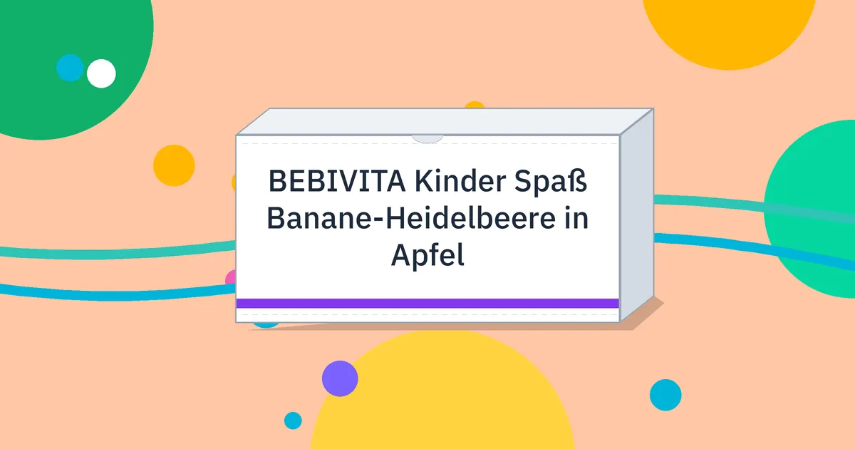 Symbolbild: Packung mit der Aufschrift BEBIVITA Kinder Spaß Banane-Heidelbeere in Apfel (PZN 09107596) – Verfügbarkeit und Bezug in Apotheken in Frankfurt am Main