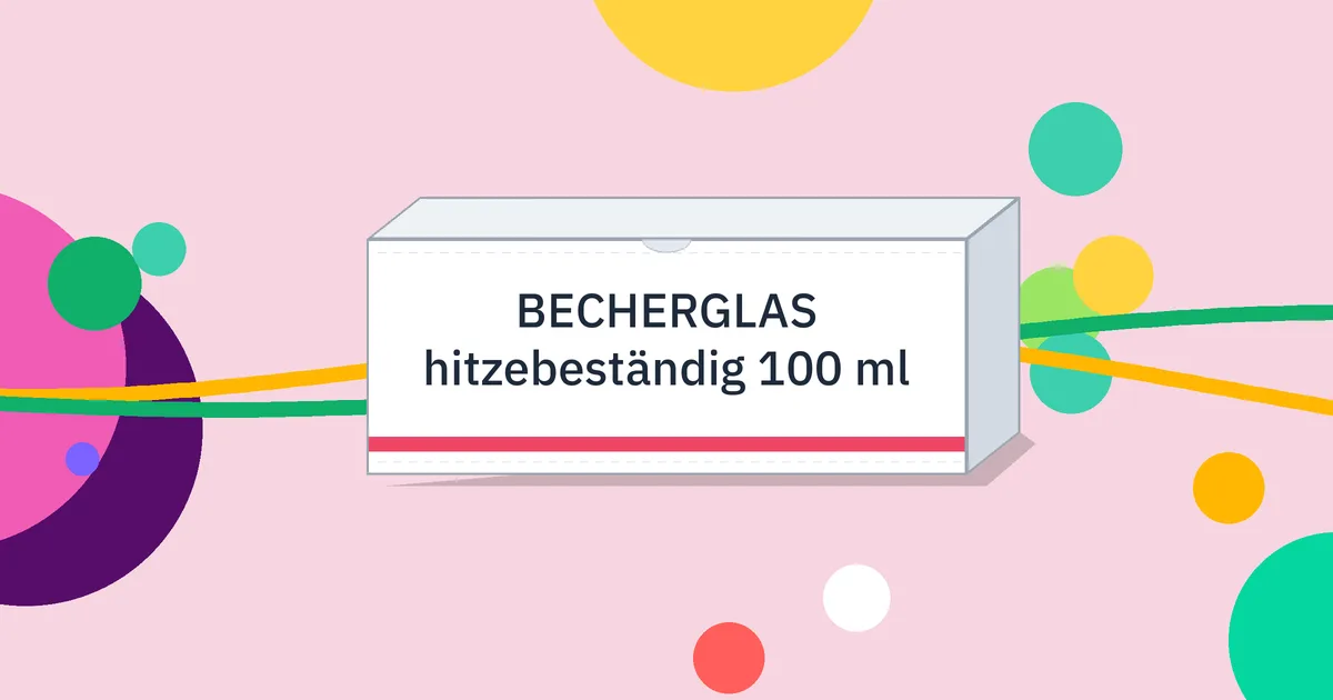 Symbolbild: Packung mit der Aufschrift BECHERGLAS hitzebeständig 100 ml (PZN 01382280) – Verfügbarkeit und Bezug in Apotheken in Frankfurt am Main