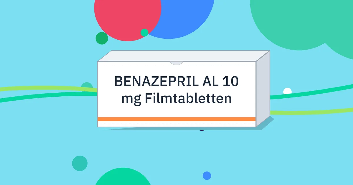 Symbolbild: Packung mit der Aufschrift BENAZEPRIL AL 10 mg Filmtabletten (PZN 04351707) – Verfügbarkeit und Bezug in Apotheken in Frankfurt am Main
