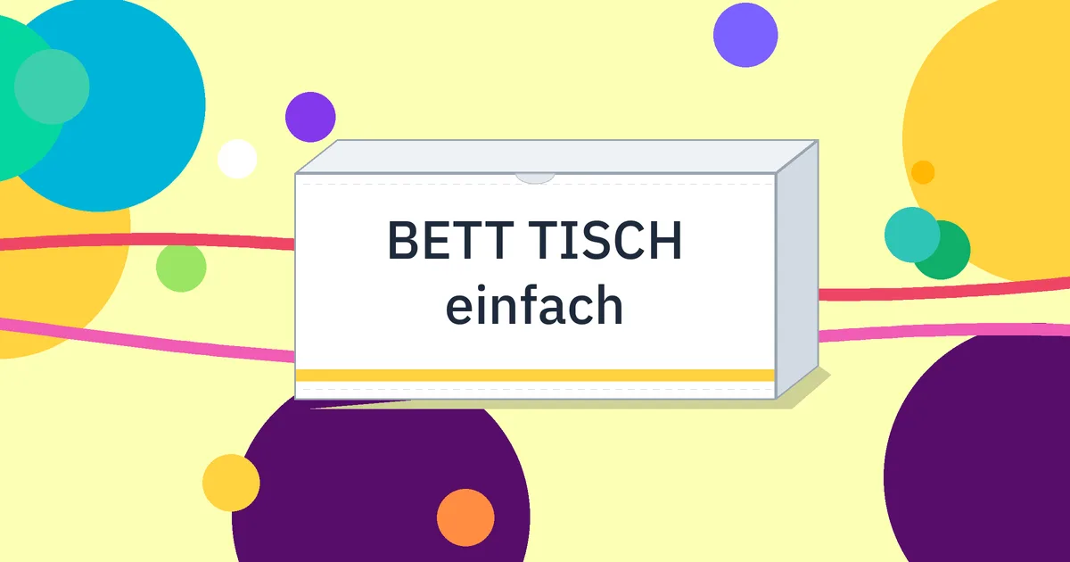Symbolbild: Packung mit der Aufschrift BETT TISCH einfach (PZN 03019253) – Verfügbarkeit und Bezug in Apotheken in Frankfurt am Main