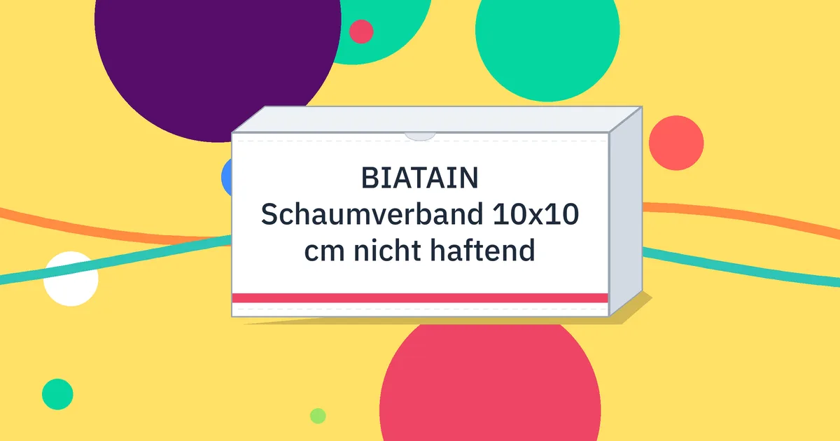 Symbolbild: Packung mit der Aufschrift BIATAIN Schaumverband 10x10 cm nicht haftend (PZN 10089567) – Verfügbarkeit und Bezug in Apotheken in Frankfurt am Main