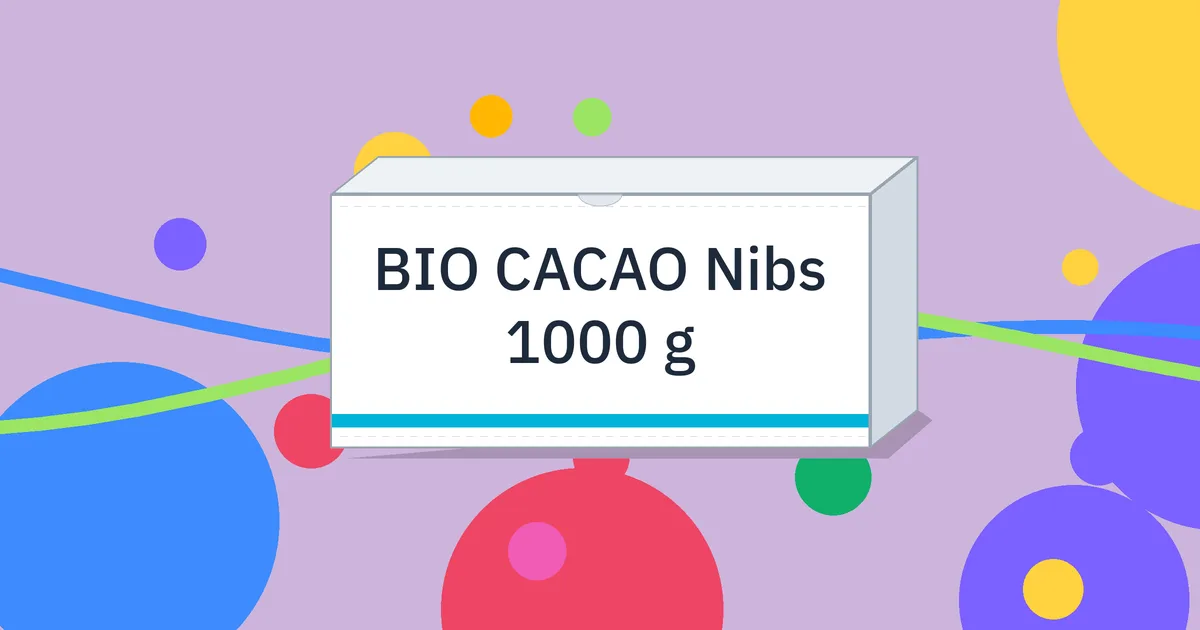 Symbolbild: Packung mit der Aufschrift BIO CACAO Nibs 1000 g (PZN 09510719) – Verfügbarkeit und Bezug in Apotheken in Frankfurt am Main