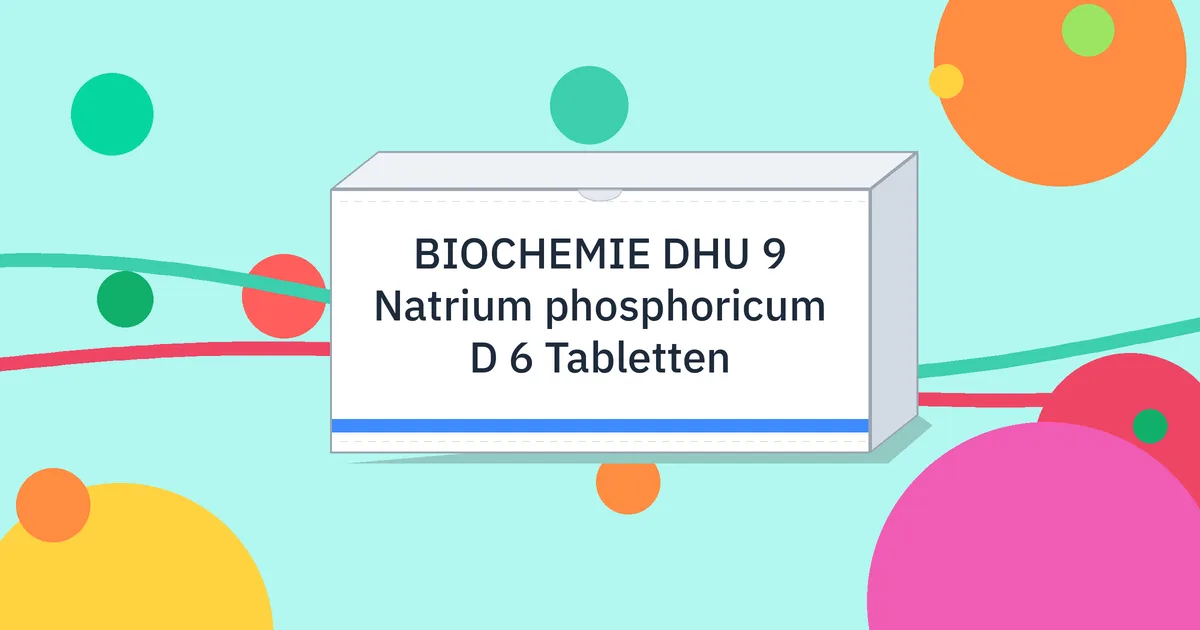 Symbolbild: Packung mit der Aufschrift BIOCHEMIE DHU 9 Natrium phosphoricum D 6 Tabletten (PZN 06584203) – Verfügbarkeit und Bezug in Apotheken in Frankfurt am Main