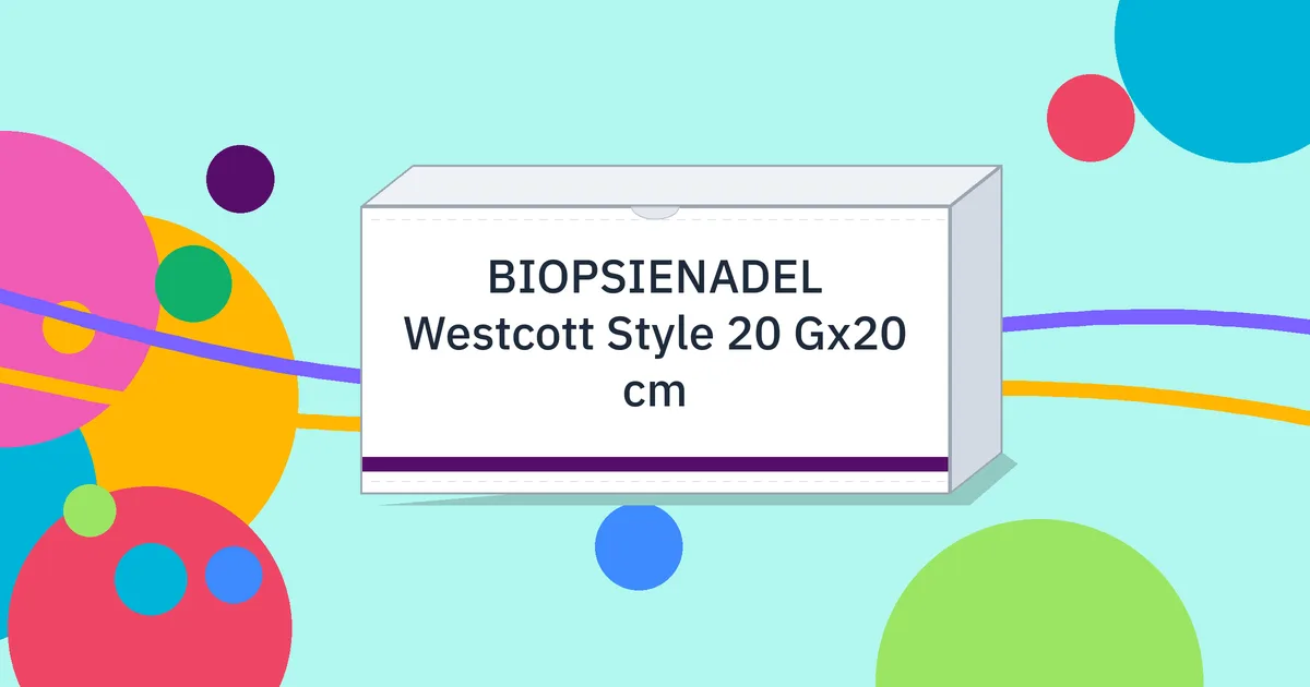 Symbolbild: Packung mit der Aufschrift BIOPSIENADEL Westcott Style 20 Gx20 cm (PZN 06771655) – Verfügbarkeit und Bezug in Apotheken in Frankfurt am Main
