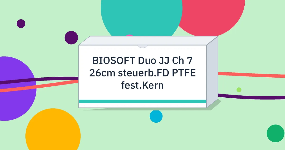 Symbolbild: Packung mit der Aufschrift BIOSOFT Duo JJ Ch 7 26cm steuerb.FD PTFE fest.Kern (PZN 17509736) – Verfügbarkeit und Bezug in Apotheken in Frankfurt am Main