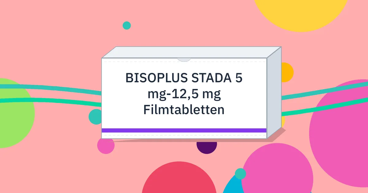 Symbolbild: Packung mit der Aufschrift BISOPLUS STADA 5 mg-12,5 mg Filmtabletten (PZN 02732658) – Verfügbarkeit und Bezug in Apotheken in Frankfurt am Main