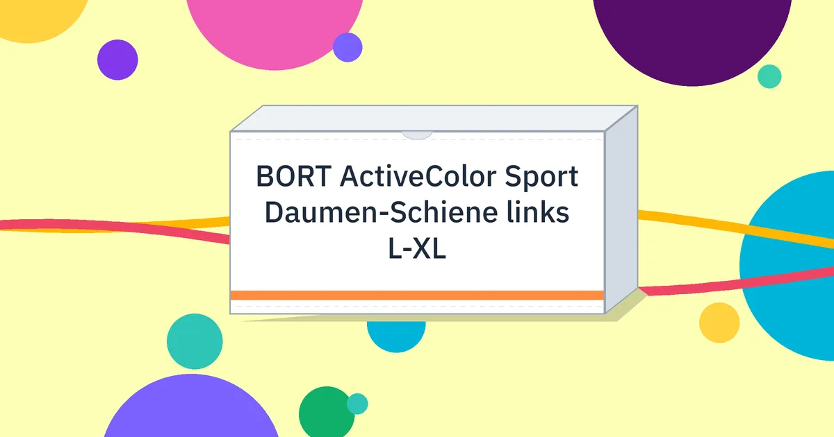 Symbolbild: Packung mit der Aufschrift BORT ActiveColor Sport Daumen-Schiene links L-XL (PZN 13424546) – Verfügbarkeit und Bezug in Apotheken in Frankfurt am Main