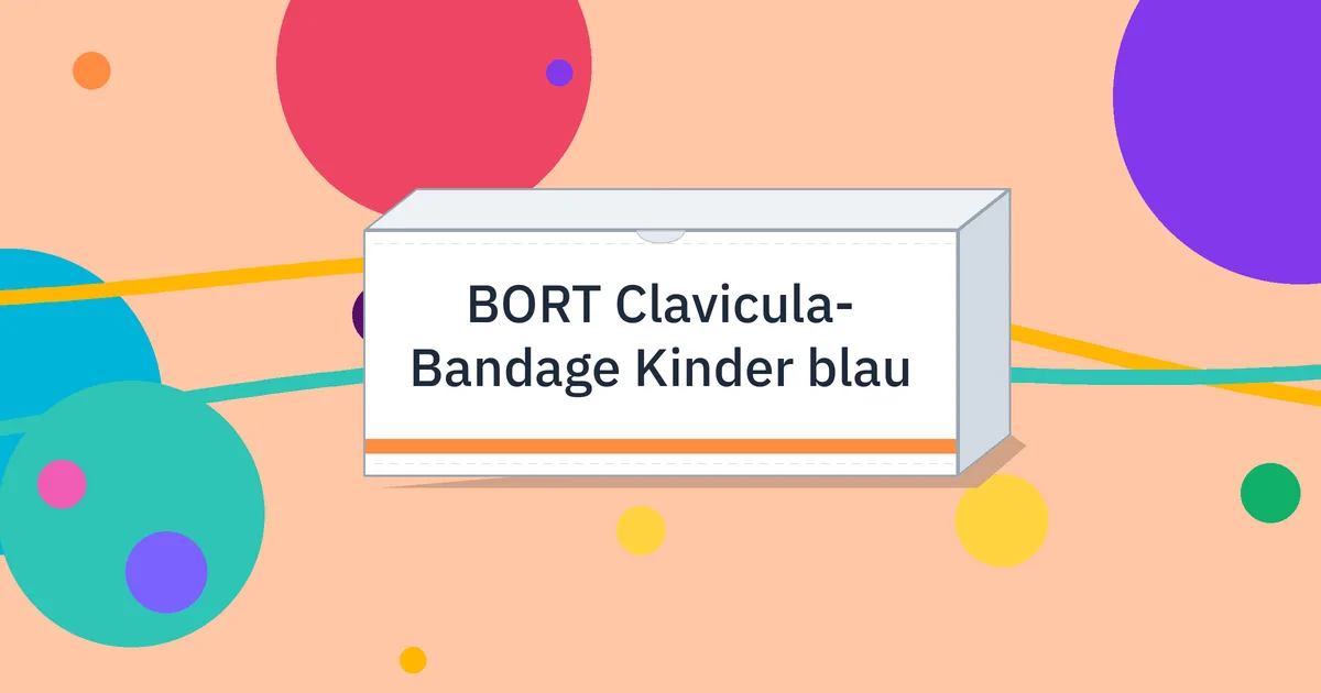 Symbolbild: Packung mit der Aufschrift BORT Clavicula-Bandage Kinder blau (PZN 09443242) – Verfügbarkeit und Bezug in Apotheken in Frankfurt am Main