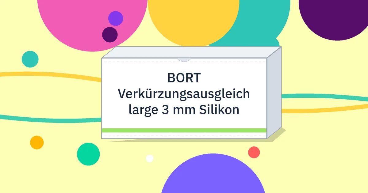 Symbolbild: Packung mit der Aufschrift BORT Verkürzungsausgleich large 3 mm Silikon (PZN 01795409) – Verfügbarkeit und Bezug in Apotheken in Frankfurt am Main