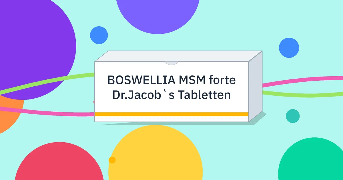 Symbolbild: Packung mit der Aufschrift BOSWELLIA MSM forte Dr.Jacob`s Tabletten (PZN 16739807) – Verfügbarkeit und Bezug in Apotheken in Frankfurt am Main