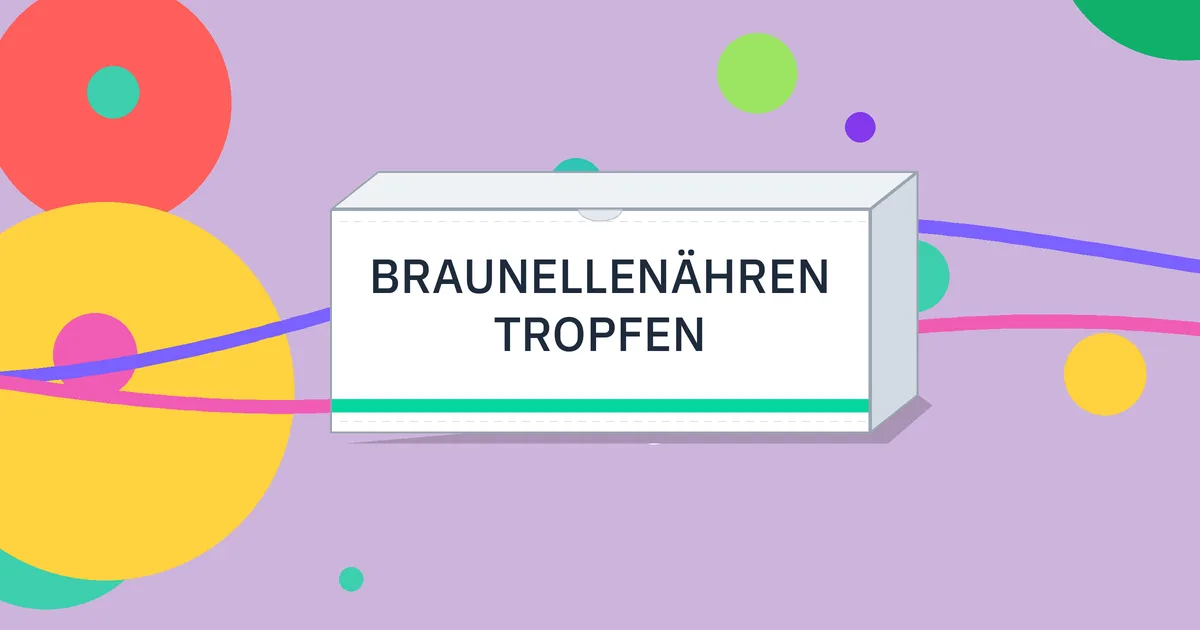 Symbolbild: Packung mit der Aufschrift BRAUNELLENÄHREN TROPFEN (PZN 14283243) – Verfügbarkeit und Bezug in Apotheken in Frankfurt am Main
