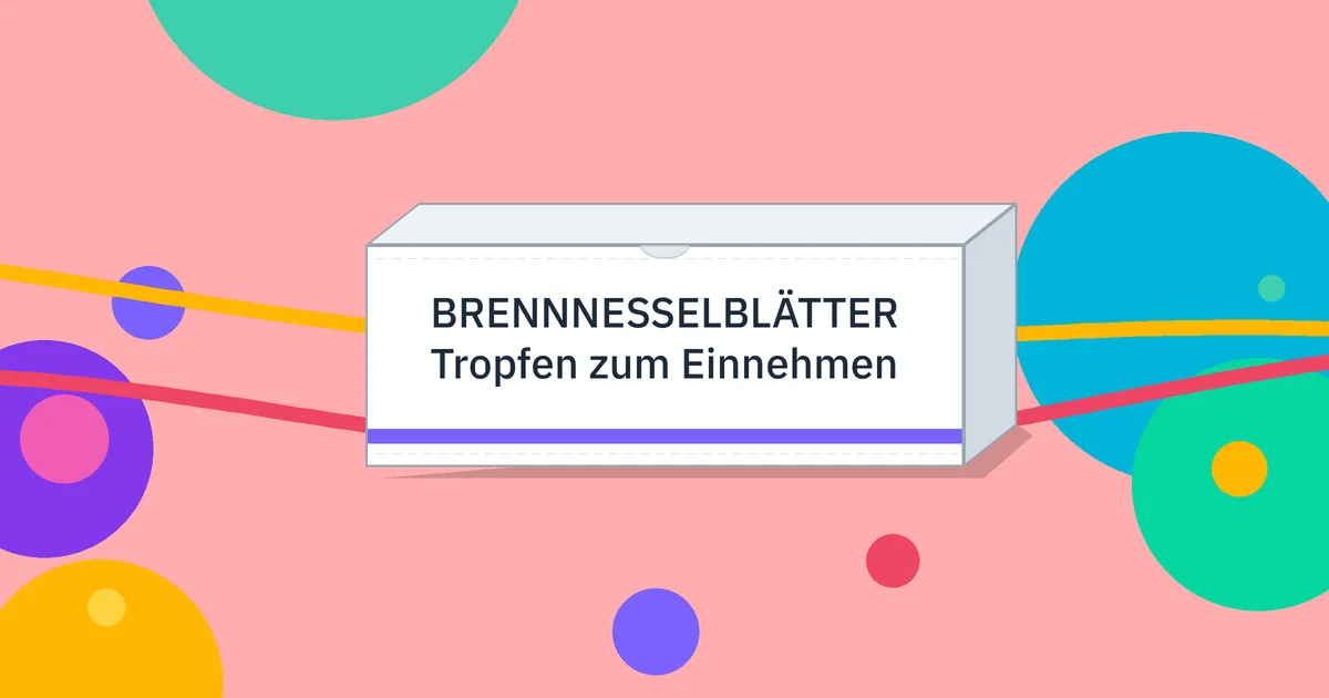Symbolbild: Packung mit der Aufschrift BRENNNESSELBLÄTTER Tropfen zum Einnehmen (PZN 11366371) – Verfügbarkeit und Bezug in Apotheken in Frankfurt am Main