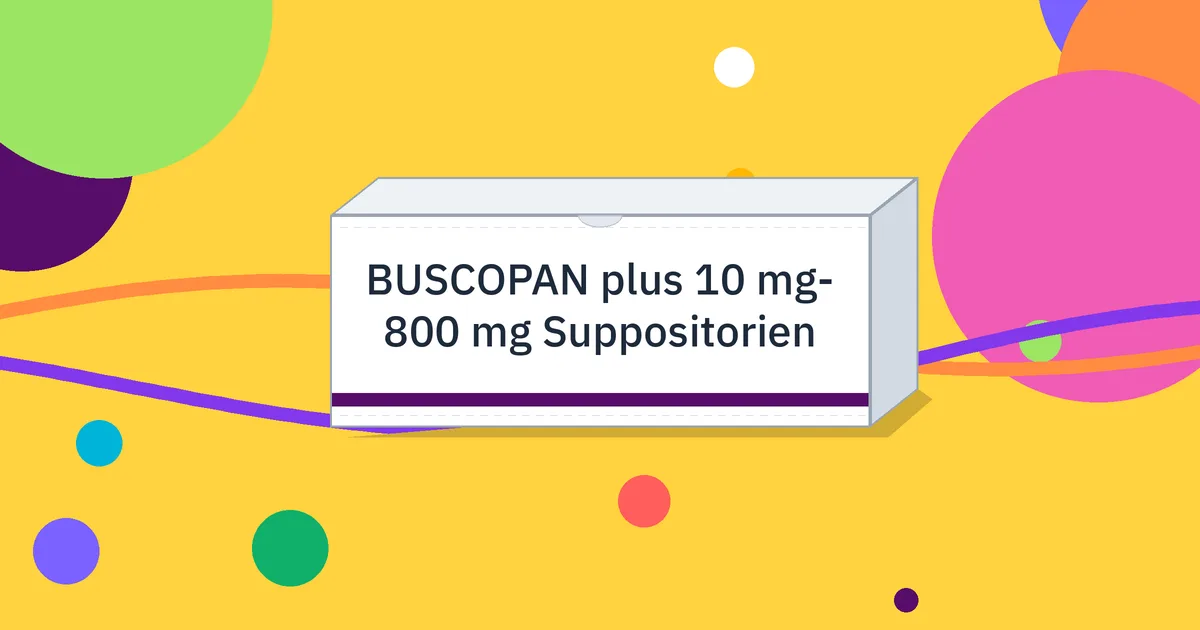 Symbolbild: Packung mit der Aufschrift BUSCOPAN plus 10 mg-800 mg Suppositorien (PZN 07134301) – Verfügbarkeit und Bezug in Apotheken in Frankfurt am Main
