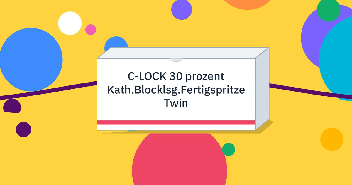 Symbolbild: Packung mit der Aufschrift C-LOCK 30 prozent Kath.Blocklsg.Fertigspritze Twin (PZN 18490051) – Verfügbarkeit und Bezug in Apotheken in Frankfurt am Main