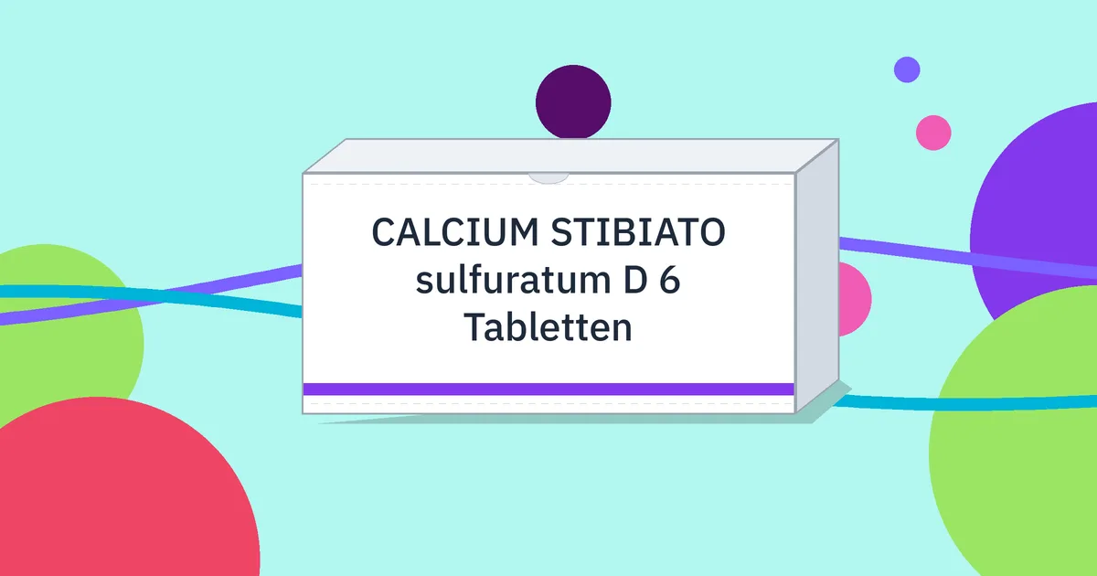 Symbolbild: Packung mit der Aufschrift CALCIUM STIBIATO sulfuratum D 6 Tabletten (PZN 02627281) – Verfügbarkeit und Bezug in Apotheken in Frankfurt am Main