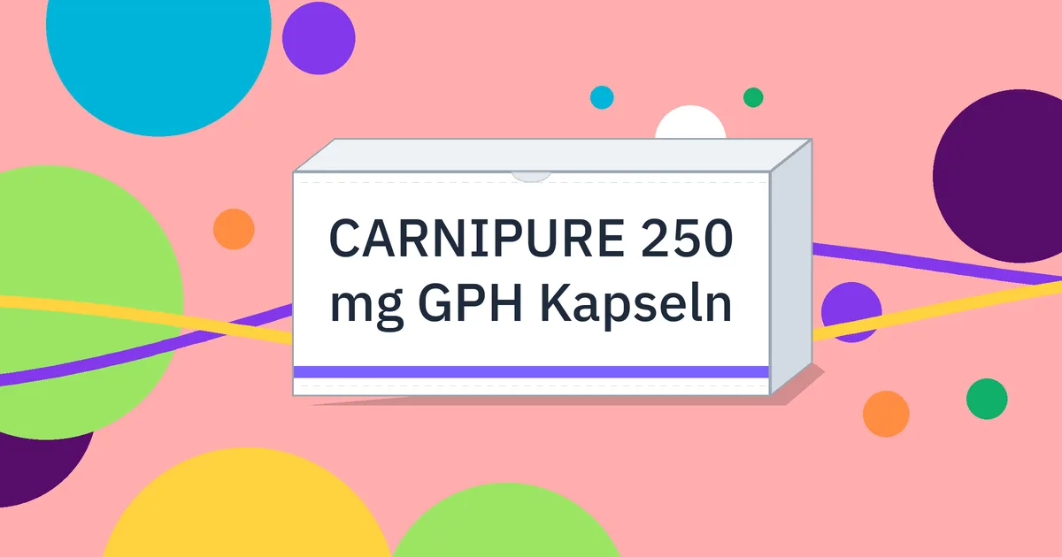 Symbolbild: Packung mit der Aufschrift CARNIPURE 250 mg GPH Kapseln (PZN 09115437) – Verfügbarkeit und Bezug in Apotheken in Frankfurt am Main