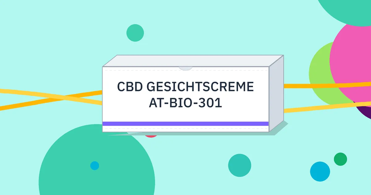 Symbolbild: Packung mit der Aufschrift CBD GESICHTSCREME AT-BIO-301 (PZN 17616389) – Verfügbarkeit und Bezug in Apotheken in Frankfurt am Main