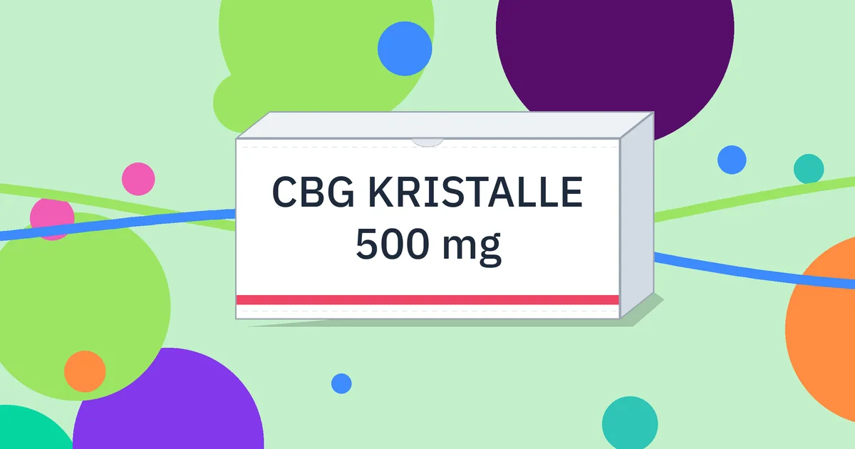 Symbolbild: Packung mit der Aufschrift CBG KRISTALLE 500 mg (PZN 15584219) – Verfügbarkeit und Bezug in Apotheken in Frankfurt am Main