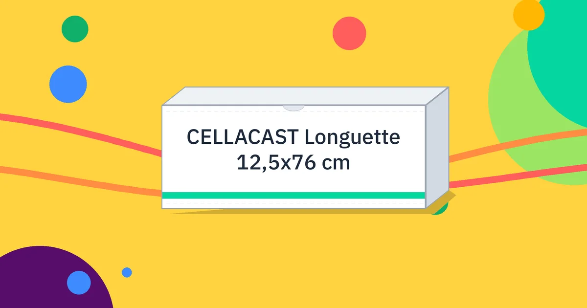Symbolbild: Packung mit der Aufschrift CELLACAST Longuette 12,5x76 cm (PZN 14055097) – Verfügbarkeit und Bezug in Apotheken in Frankfurt am Main