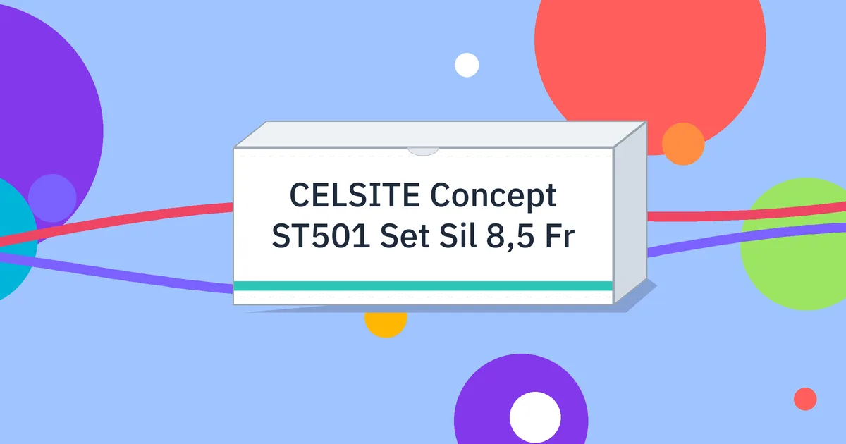 Symbolbild: Packung mit der Aufschrift CELSITE Concept ST501 Set Sil 8,5 Fr (PZN 05894574) – Verfügbarkeit und Bezug in Apotheken in Frankfurt am Main