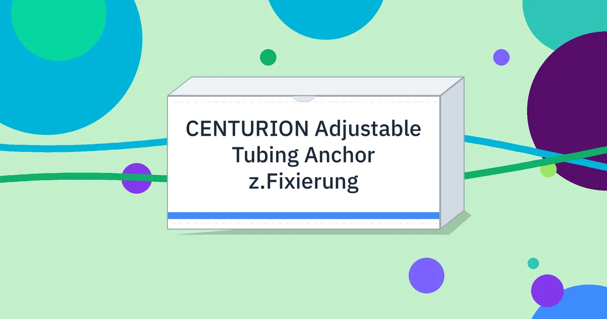 Symbolbild: Packung mit der Aufschrift CENTURION Adjustable Tubing Anchor z.Fixierung (PZN 13705009) – Verfügbarkeit und Bezug in Apotheken in Frankfurt am Main