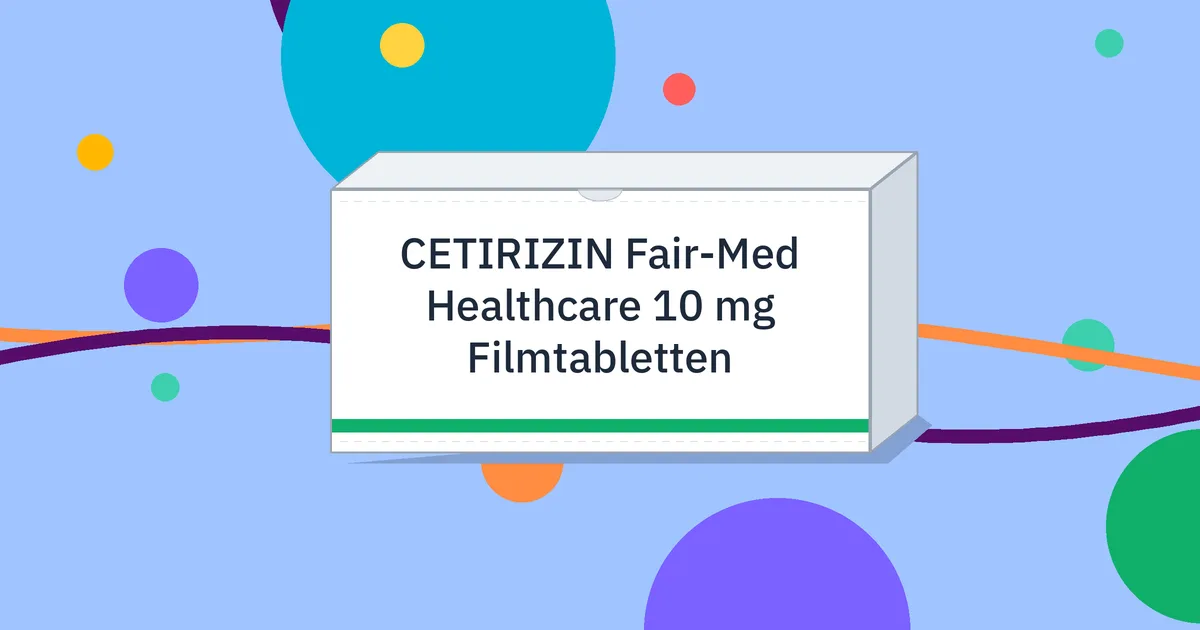 Symbolbild: Packung mit der Aufschrift CETIRIZIN Fair-Med Healthcare 10 mg Filmtabletten (PZN 19407997) – Verfügbarkeit und Bezug in Apotheken in Frankfurt am Main