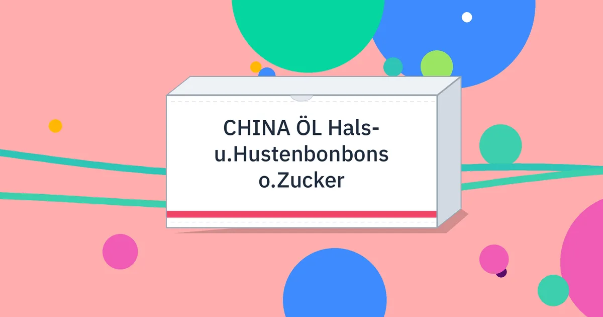 Symbolbild: Packung mit der Aufschrift CHINA ÖL Hals- u.Hustenbonbons o.Zucker (PZN 04635296) – Verfügbarkeit und Bezug in Apotheken in Frankfurt am Main