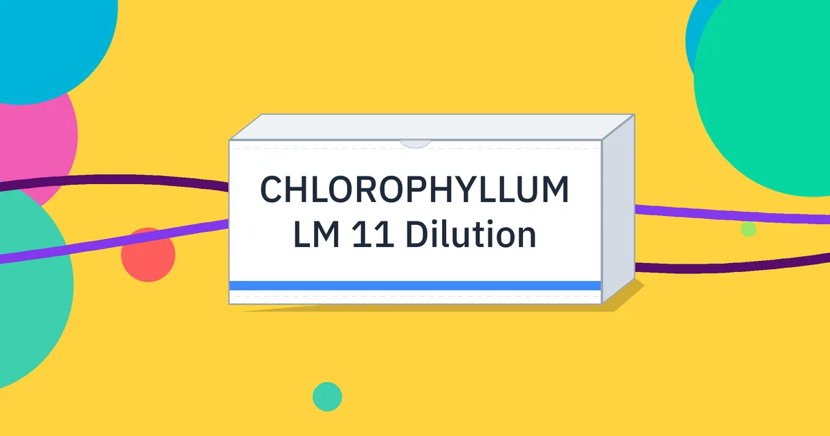 Symbolbild: Packung mit der Aufschrift CHLOROPHYLLUM LM 11 Dilution (PZN 13445005) – Verfügbarkeit und Bezug in Apotheken in Frankfurt am Main