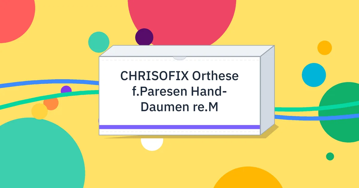 Symbolbild: Packung mit der Aufschrift CHRISOFIX Orthese f.Paresen Hand-Daumen re.M (PZN 17560163) – Verfügbarkeit und Bezug in Apotheken in Frankfurt am Main