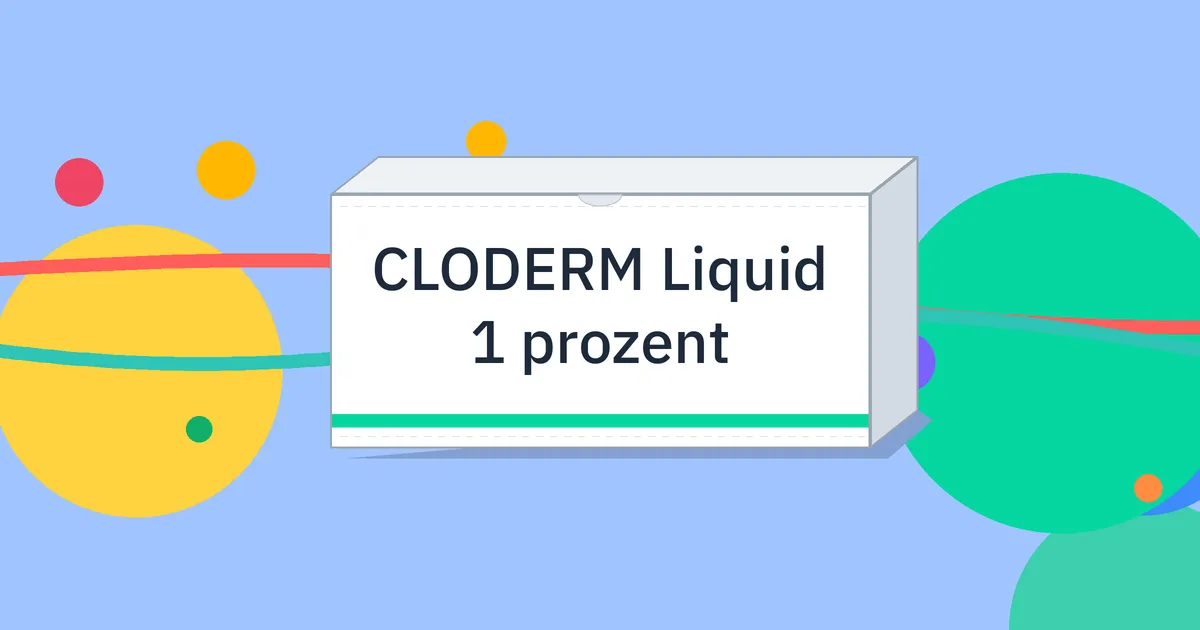Symbolbild: Packung mit der Aufschrift CLODERM Liquid 1 prozent (PZN 00976600) – Verfügbarkeit und Bezug in Apotheken in Frankfurt am Main