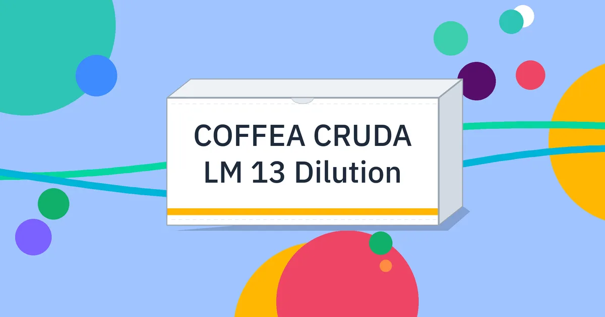 Symbolbild: Packung mit der Aufschrift COFFEA CRUDA LM 13 Dilution (PZN 12830882) – Verfügbarkeit und Bezug in Apotheken in Frankfurt am Main