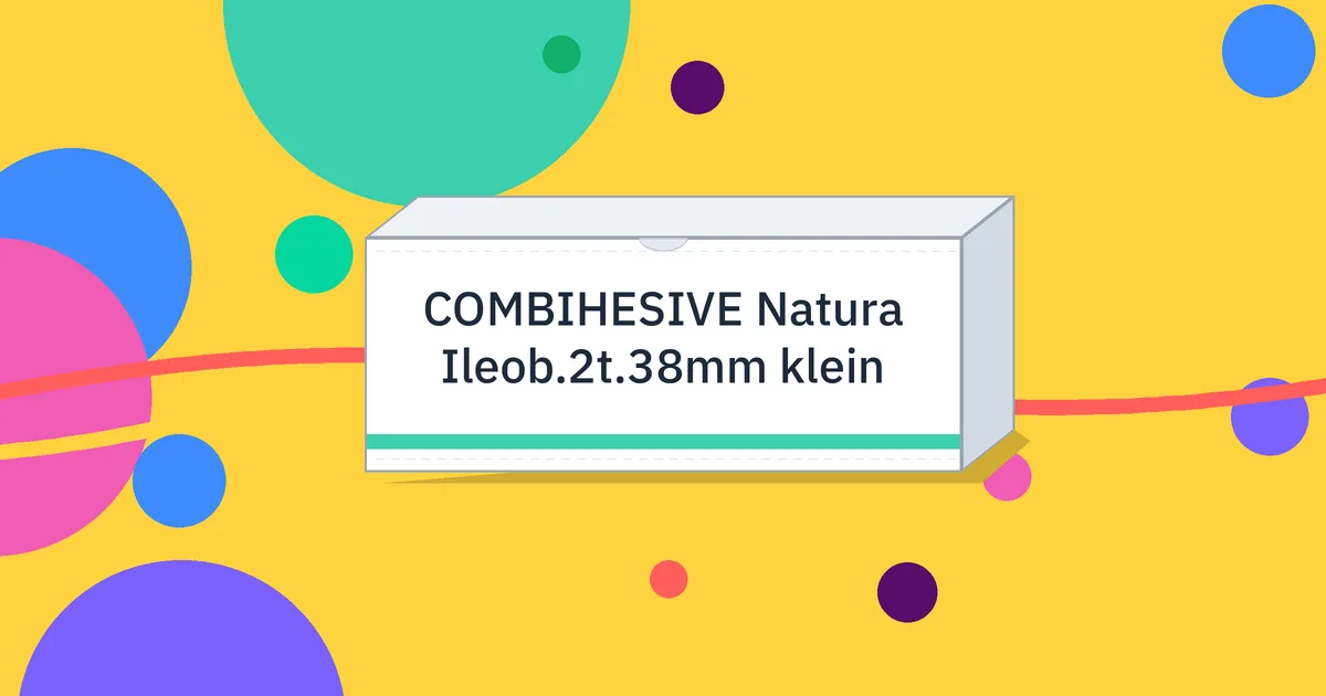 Symbolbild: Packung mit der Aufschrift COMBIHESIVE Natura Ileob.2t.38mm klein (PZN 07268444) – Verfügbarkeit und Bezug in Apotheken in Frankfurt am Main