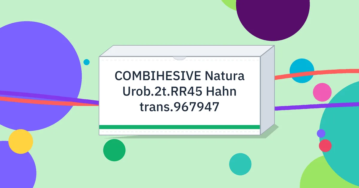 Symbolbild: Packung mit der Aufschrift COMBIHESIVE Natura Urob.2t.RR45 Hahn trans.967947 (PZN 08406316) – Verfügbarkeit und Bezug in Apotheken in Frankfurt am Main