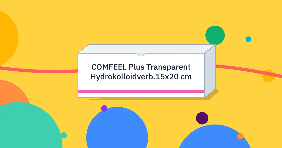 Symbolbild: Packung mit der Aufschrift COMFEEL Plus Transparent Hydrokolloidverb.15x20 cm (PZN 13343813) – Verfügbarkeit und Bezug in Apotheken in Frankfurt am Main