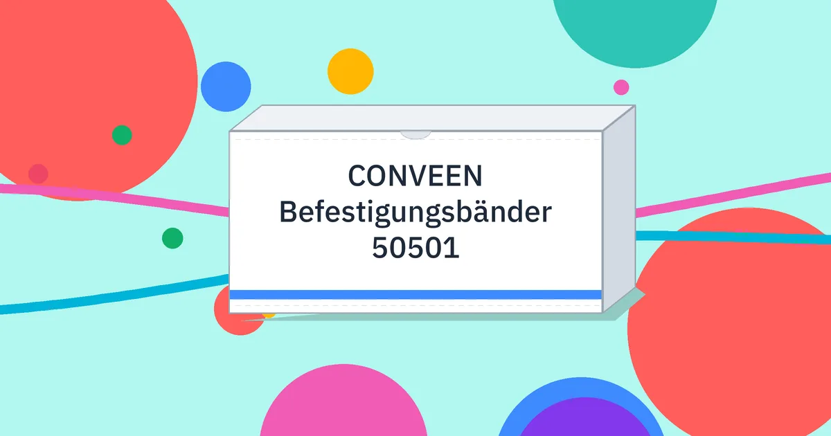 Symbolbild: Packung mit der Aufschrift CONVEEN Befestigungsbänder 50501 (PZN 16783524) – Verfügbarkeit und Bezug in Apotheken in Frankfurt am Main