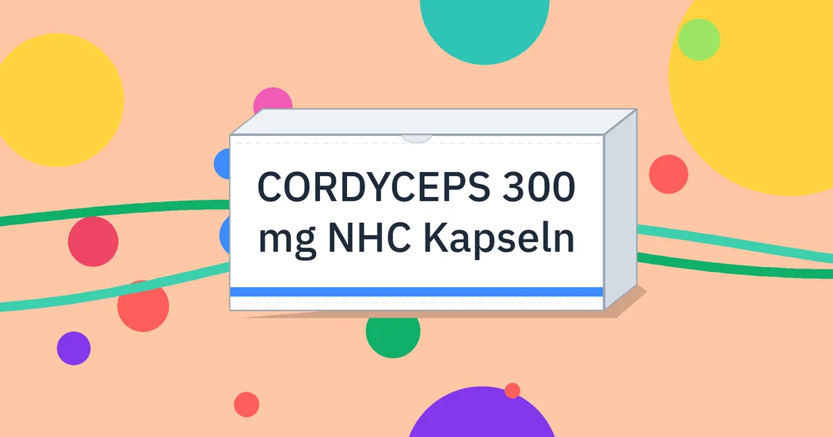 Symbolbild: Packung mit der Aufschrift CORDYCEPS 300 mg NHC Kapseln (PZN 19860484) – Verfügbarkeit und Bezug in Apotheken in Frankfurt am Main