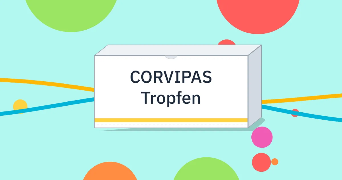 Symbolbild: Packung mit der Aufschrift CORVIPAS Tropfen (PZN 12472023) – Verfügbarkeit und Bezug in Apotheken in Frankfurt am Main