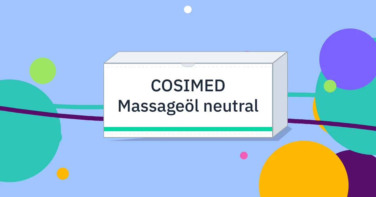 Symbolbild: Packung mit der Aufschrift COSIMED Massageöl neutral (PZN 15745792) – Verfügbarkeit und Bezug in Apotheken in Frankfurt am Main