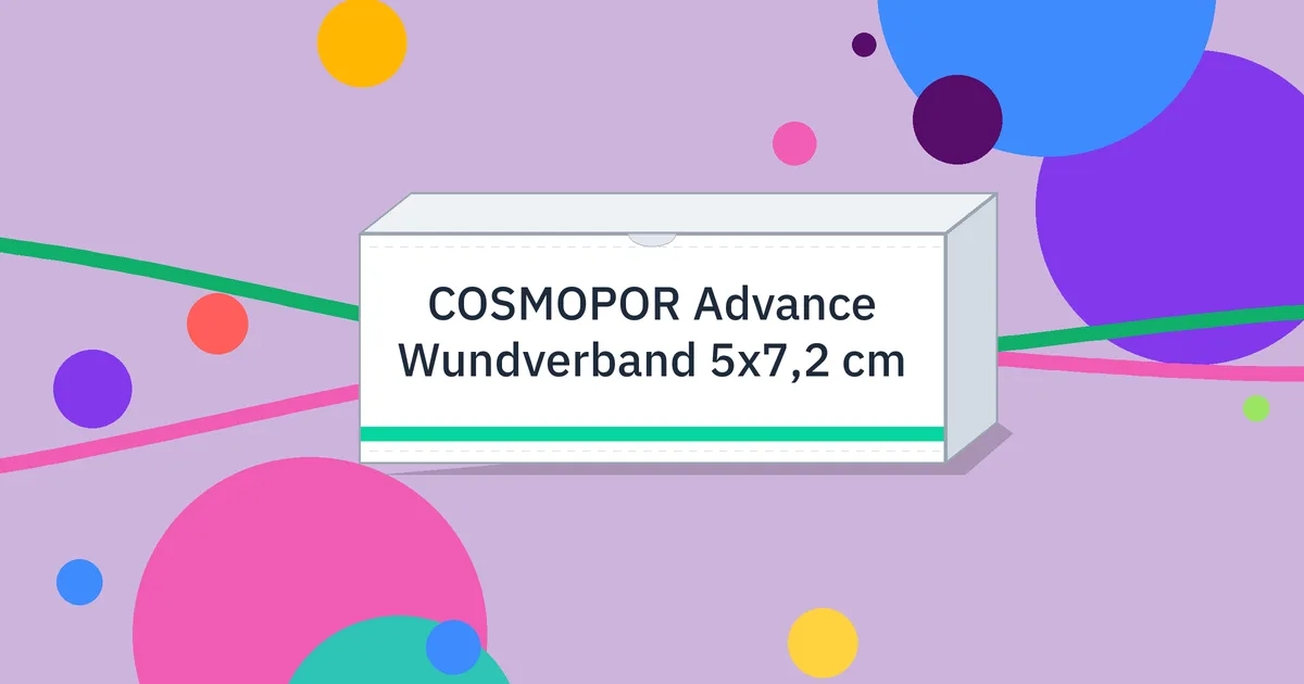 Symbolbild: Packung mit der Aufschrift COSMOPOR Advance Wundverband 5x7,2 cm (PZN 16516013) – Verfügbarkeit und Bezug in Apotheken in Frankfurt am Main