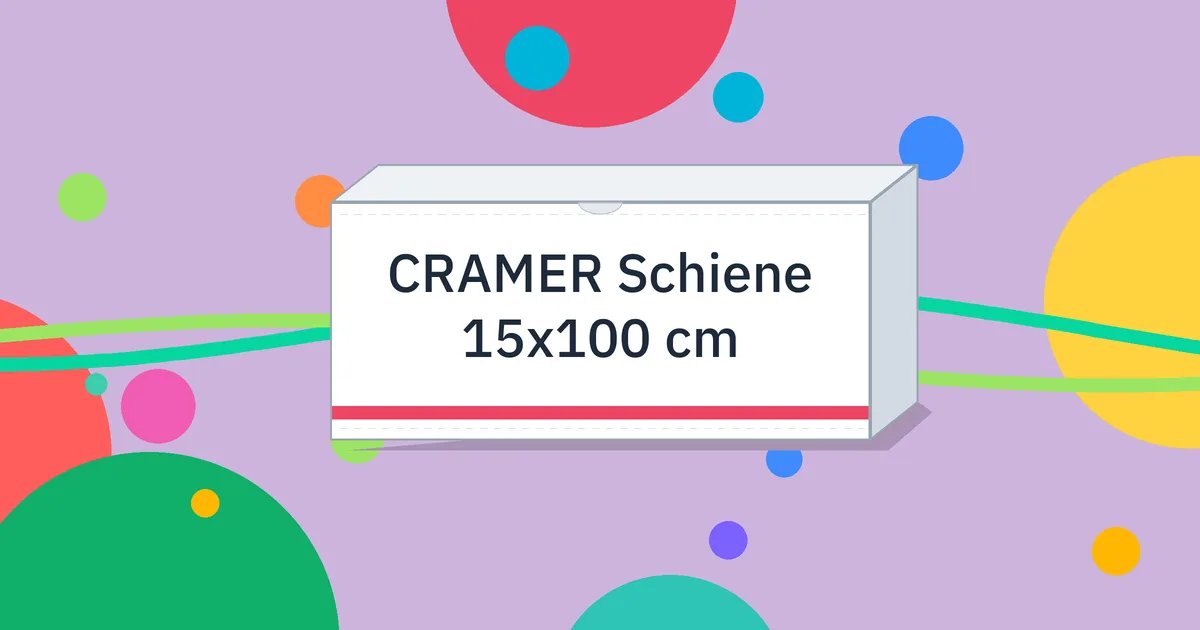 Symbolbild: Packung mit der Aufschrift CRAMER Schiene 15x100 cm (PZN 07004426) – Verfügbarkeit und Bezug in Apotheken in Frankfurt am Main