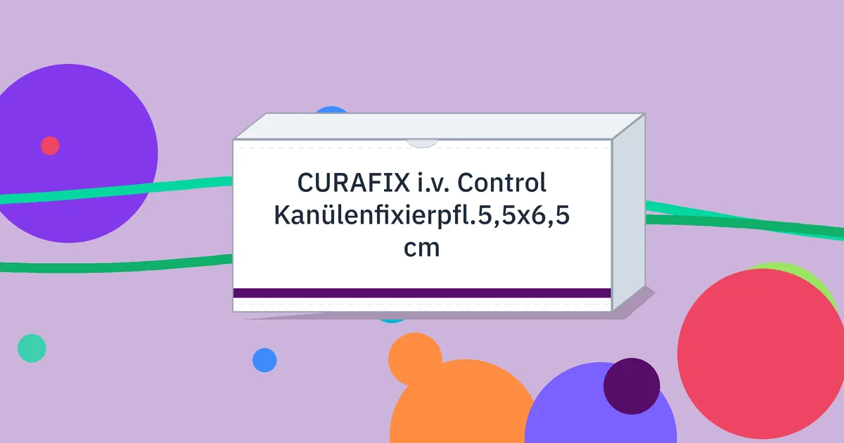 Symbolbild: Packung mit der Aufschrift CURAFIX i.v. Control Kanülenfixierpfl.5,5x6,5 cm (PZN 17515694) – Verfügbarkeit und Bezug in Apotheken in Frankfurt am Main