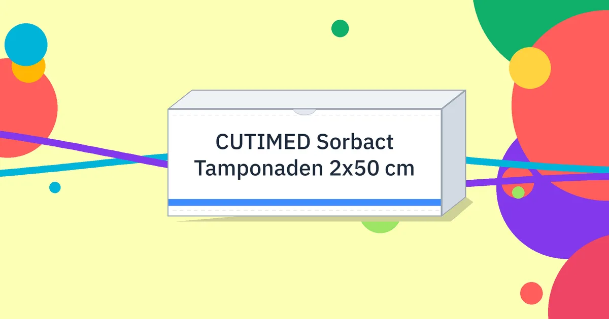 Symbolbild: Packung mit der Aufschrift CUTIMED Sorbact Tamponaden 2x50 cm (PZN 18126569) – Verfügbarkeit und Bezug in Apotheken in Frankfurt am Main