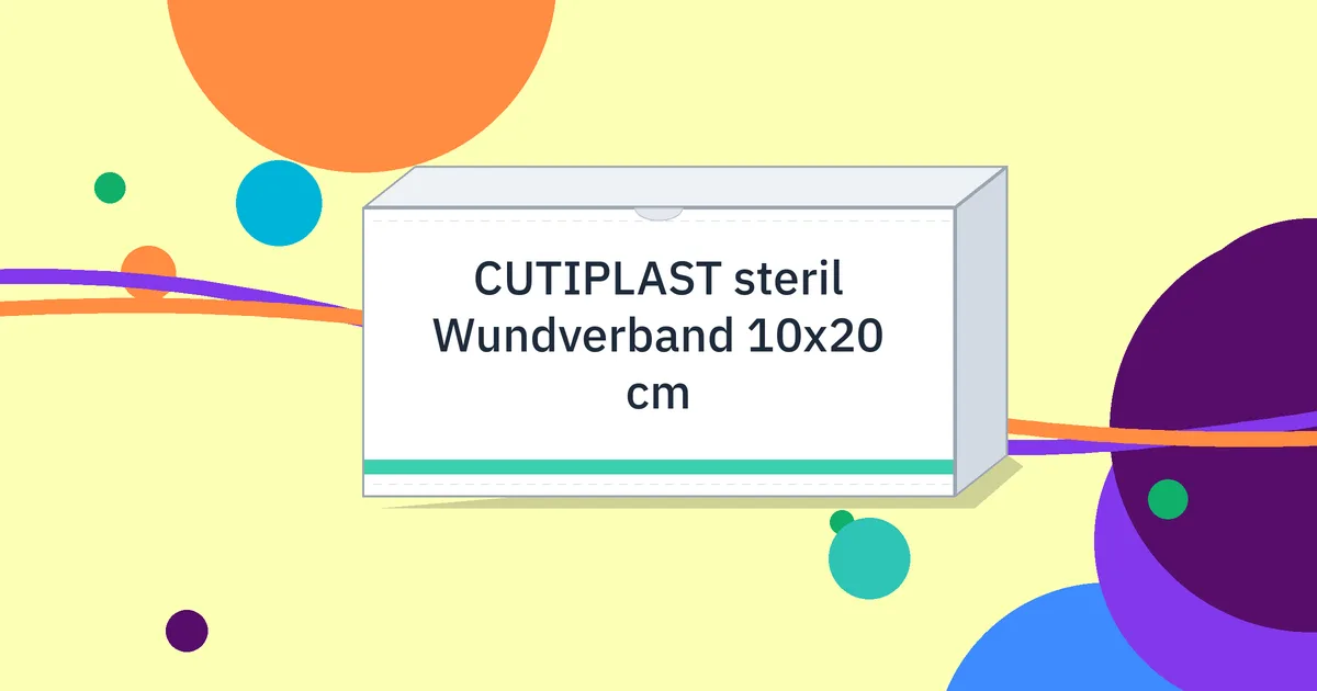 Symbolbild: Packung mit der Aufschrift CUTIPLAST steril Wundverband 10x20 cm (PZN 16164614) – Verfügbarkeit und Bezug in Apotheken in Frankfurt am Main