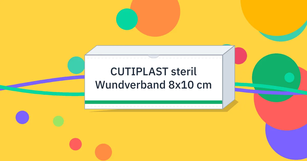 Symbolbild: Packung mit der Aufschrift CUTIPLAST steril Wundverband 8x10 cm (PZN 17831797) – Verfügbarkeit und Bezug in Apotheken in Frankfurt am Main