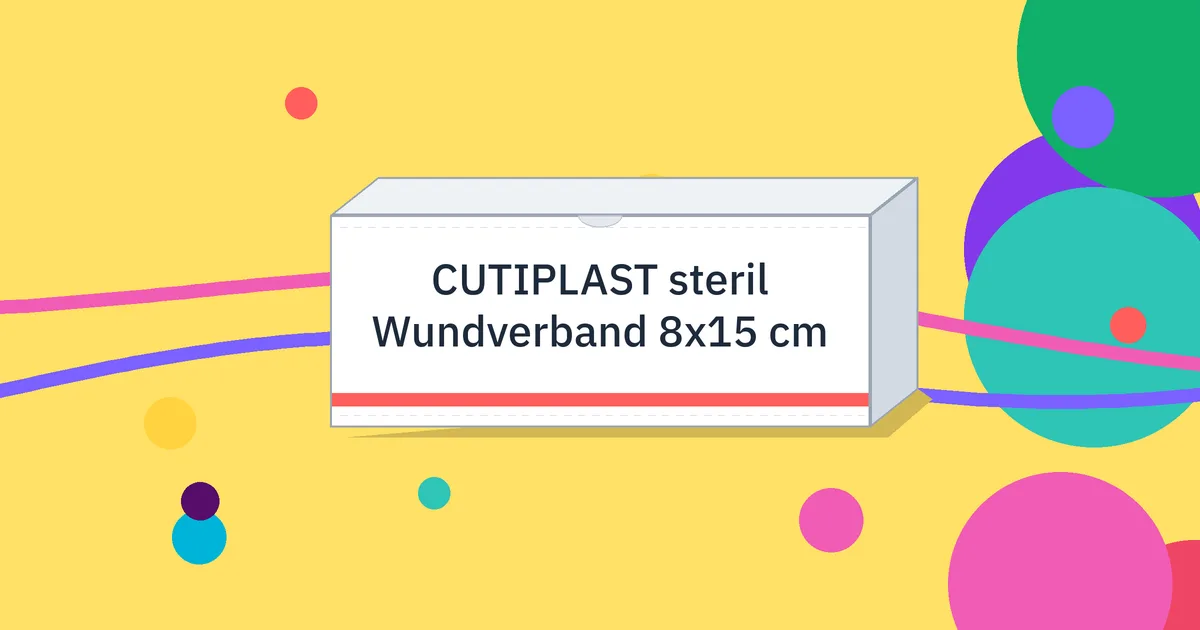 Symbolbild: Packung mit der Aufschrift CUTIPLAST steril Wundverband 8x15 cm (PZN 14329749) – Verfügbarkeit und Bezug in Apotheken in Frankfurt am Main