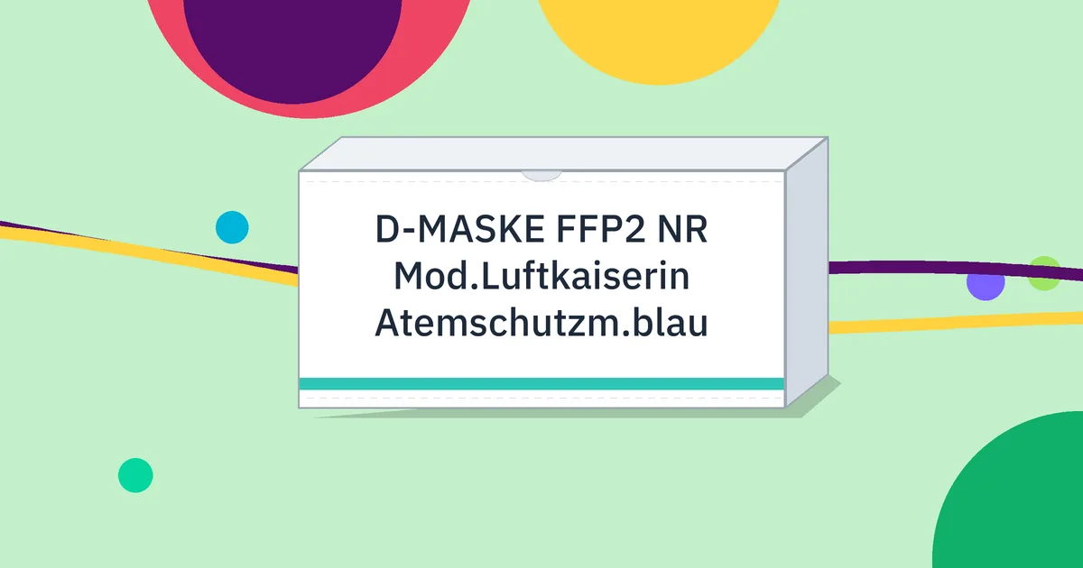Symbolbild: Packung mit der Aufschrift D-MASKE FFP2 NR Mod.Luftkaiserin Atemschutzm.blau (PZN 18401917) – Verfügbarkeit und Bezug in Apotheken in Frankfurt am Main
