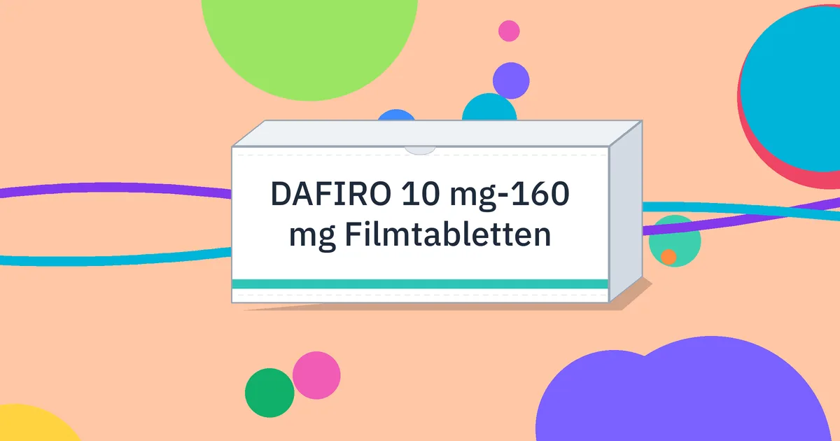 Symbolbild: Packung mit der Aufschrift DAFIRO 10 mg-160 mg Filmtabletten (PZN 11873346) – Verfügbarkeit und Bezug in Apotheken in Frankfurt am Main