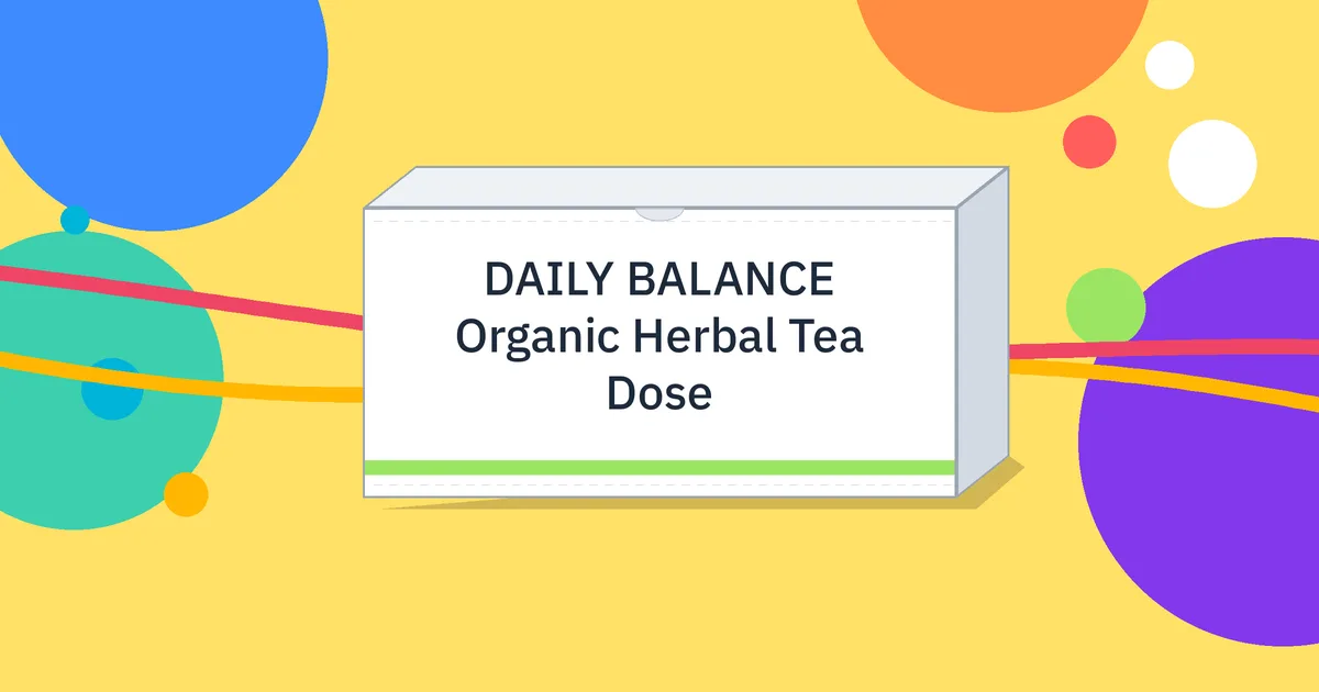 Symbolbild: Packung mit der Aufschrift DAILY BALANCE Organic Herbal Tea Dose (PZN 13162744) – Verfügbarkeit und Bezug in Apotheken in Frankfurt am Main
