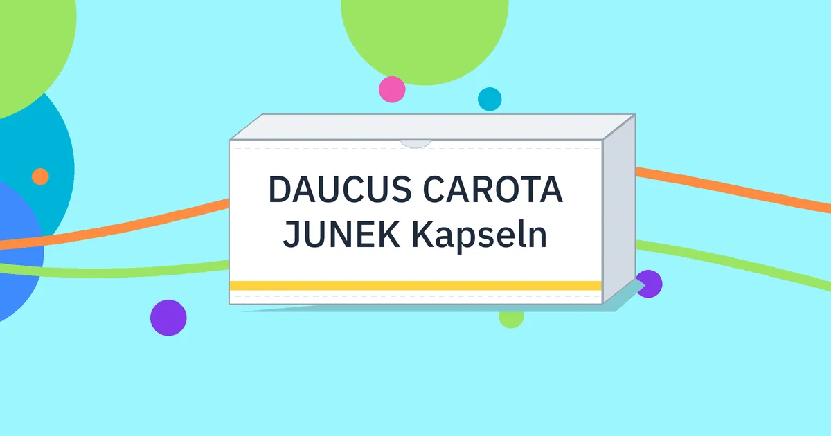 Symbolbild: Packung mit der Aufschrift DAUCUS CAROTA JUNEK Kapseln (PZN 10337232) – Verfügbarkeit und Bezug in Apotheken in Frankfurt am Main